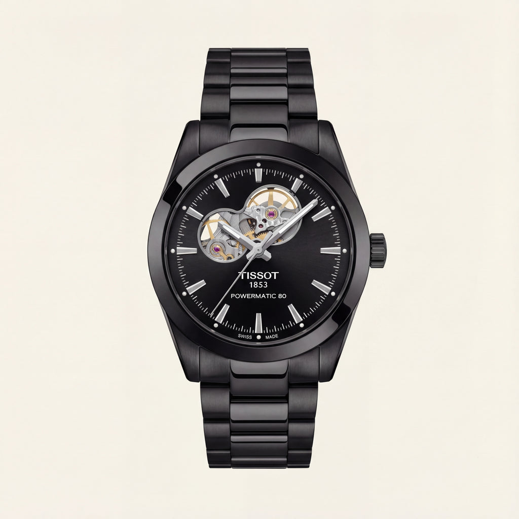 Shadow Black Open-Heart Automatic Steel Watch – Tick Talks