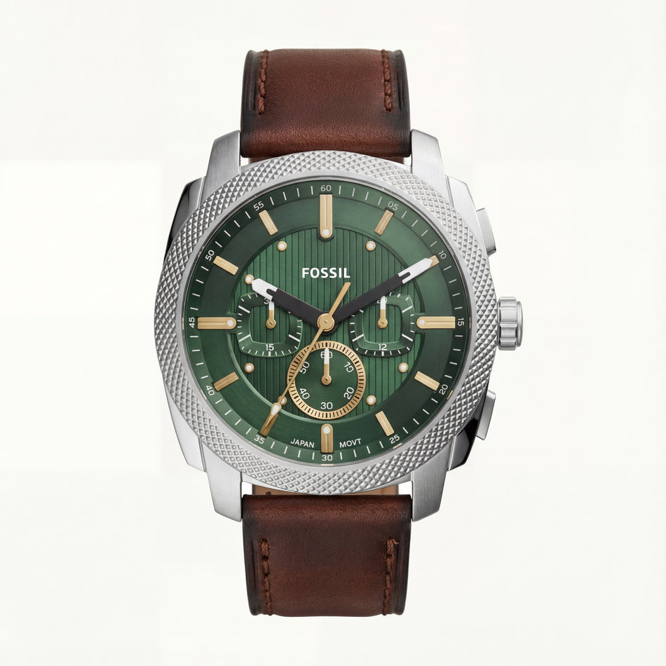 Emerald Green Chronograph Leather Strap Men’s Watch – Tick Talks